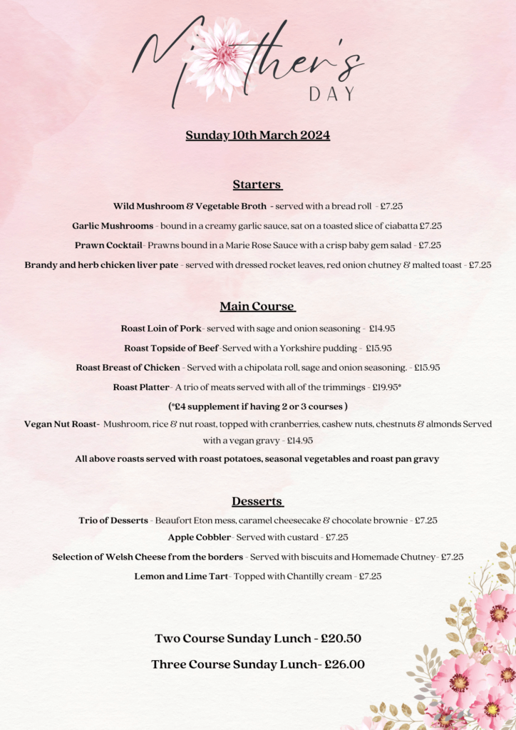 Mothers Day- Sunday Lunch – Beaufort Park Hotel & Conference Centre